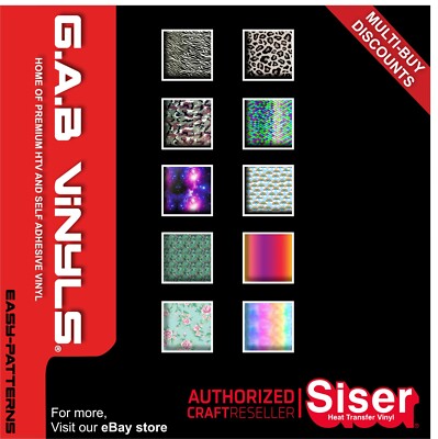 A4 sheet - Siser Easy Patterns HTV PREMIUM Vinyl IRON ON/HEAT PRESS ...
