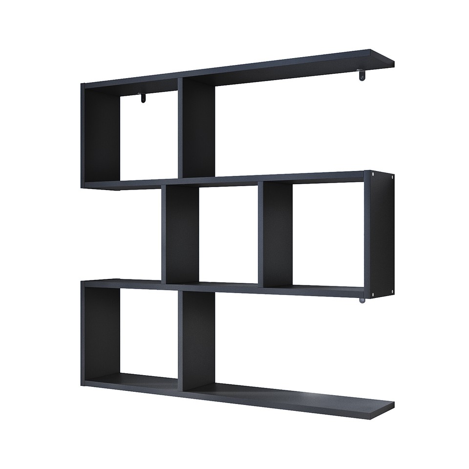 Book Shelves Wall Mounted Black Display Shelf Storage Rack Decorative ...