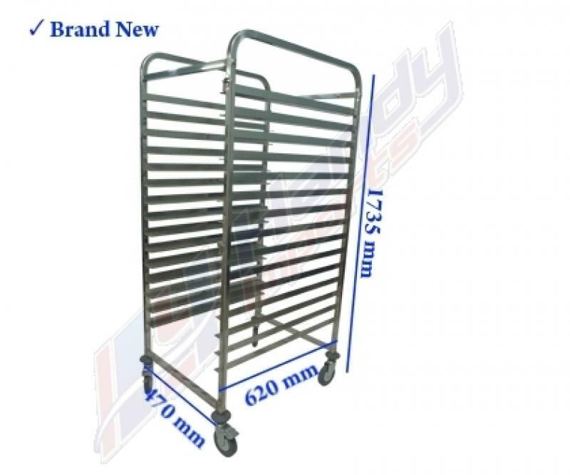 STAINLESS STEEL BAKERY GASTRONORM RACK TROLLEY BAKER BUN DOUGH 15 x ...