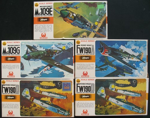 5x HASEGAWA - Me-109 G + E und Focke-Wulf FW-190 D+A - 1:72 - Flugzeug ...