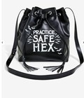 Perfectly Wicked Black Drawstring Bucket Bag: Practice Safe Hex; New In Bag | eBay