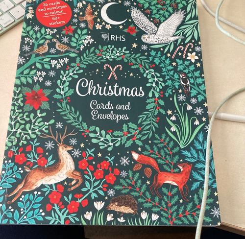 RHS Christmas Card Making Colouring Book for 26 cards with envelopes 60 ...