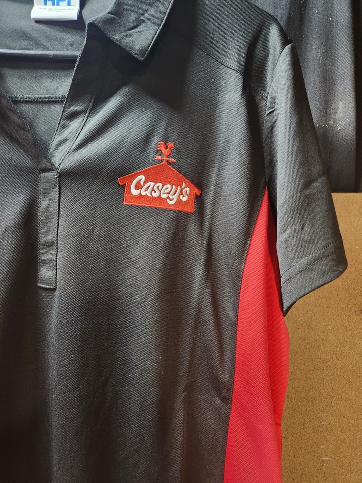 NEW Unisex Casey's General Store Work Shirt Collared Polo Black Red ...