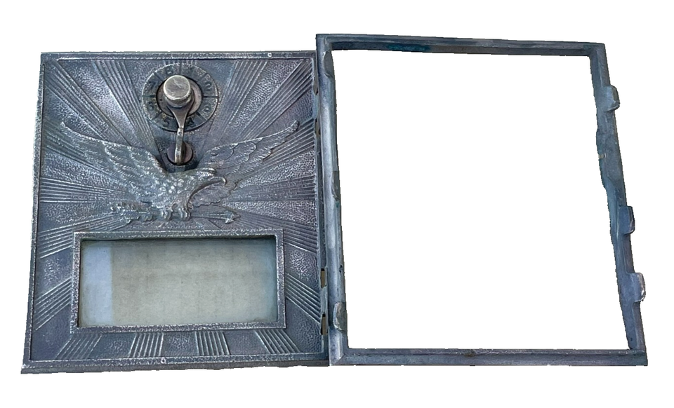 Vintage Bronze Post Office Mailbox Glass Door w/ Eagle & Combination ...