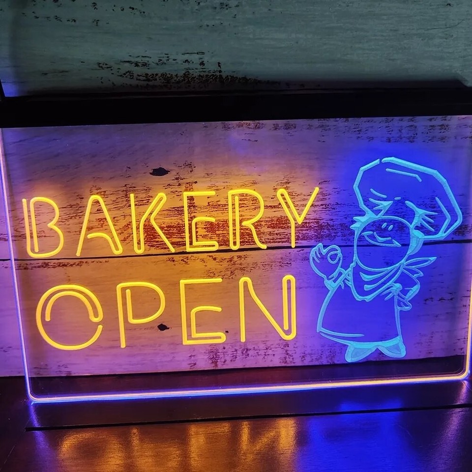 Bakery Open Bake Shop LED Neon Light Sign Business Display Wall Art ...