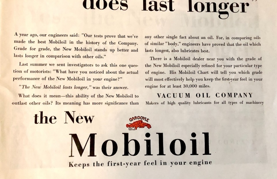 Vintage 1929 Mobiloil Gargoyle Oil Advertising Sign Original Ad | eBay