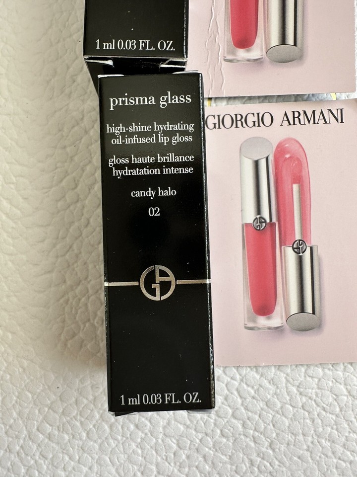 2 Giorgio Armani Prisma Glass Lip Gloss In 02 Candy Halo - Pink 1ml ...