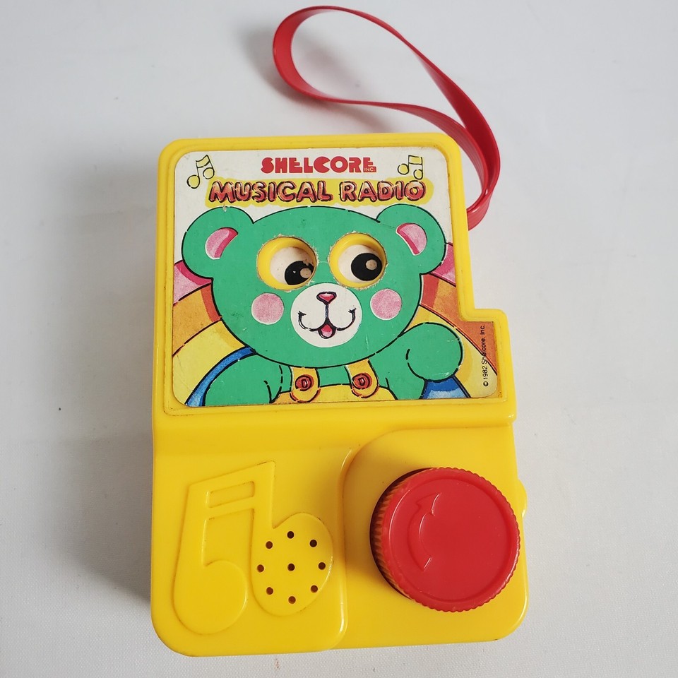 Shelcore Music Radio Toy Kids VIntage 1982 Sound Box Yellow Bear ...