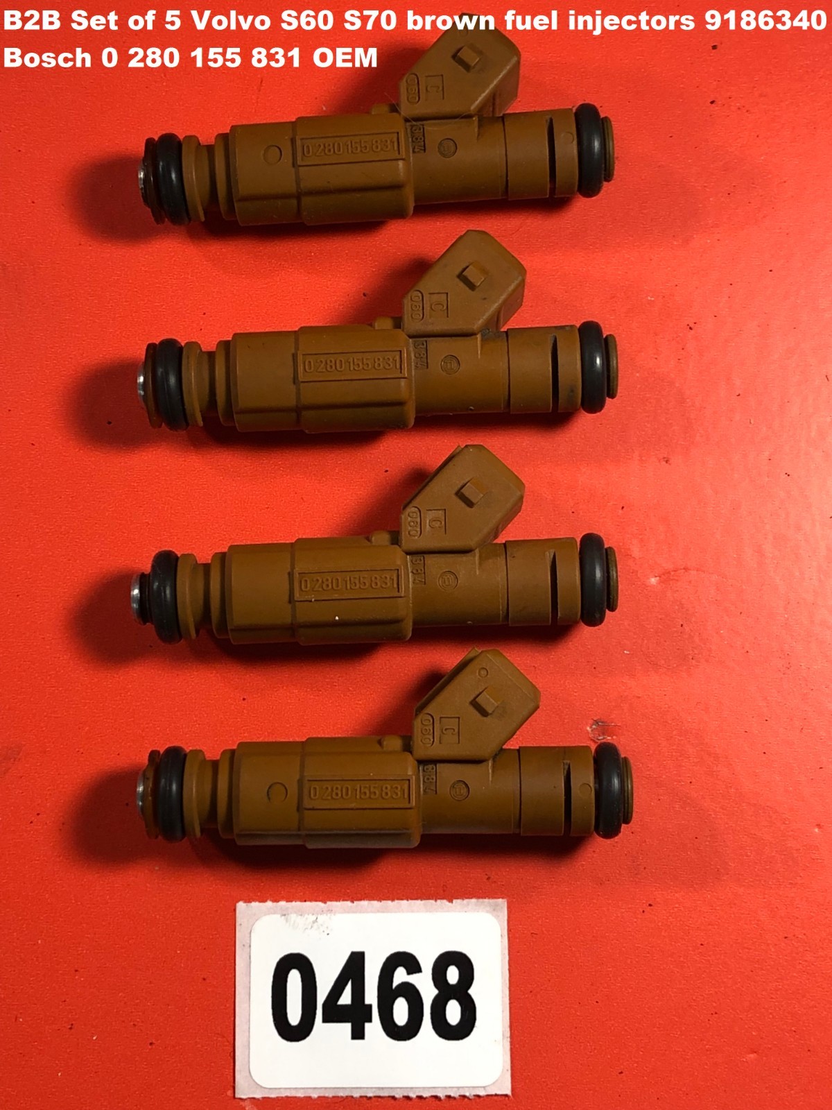 B2B Set of 5 Volvo S60 S70 brown fuel injectors 9186340 Bosch 0 280 155 ...