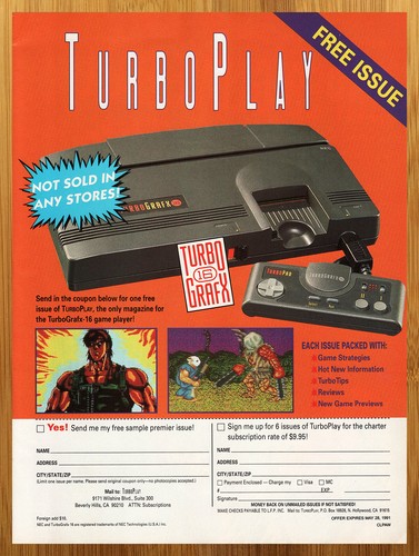 1990 TurboGrafx 16 Turbo Play Magazine Vintage Print Ad/Poster Console ...