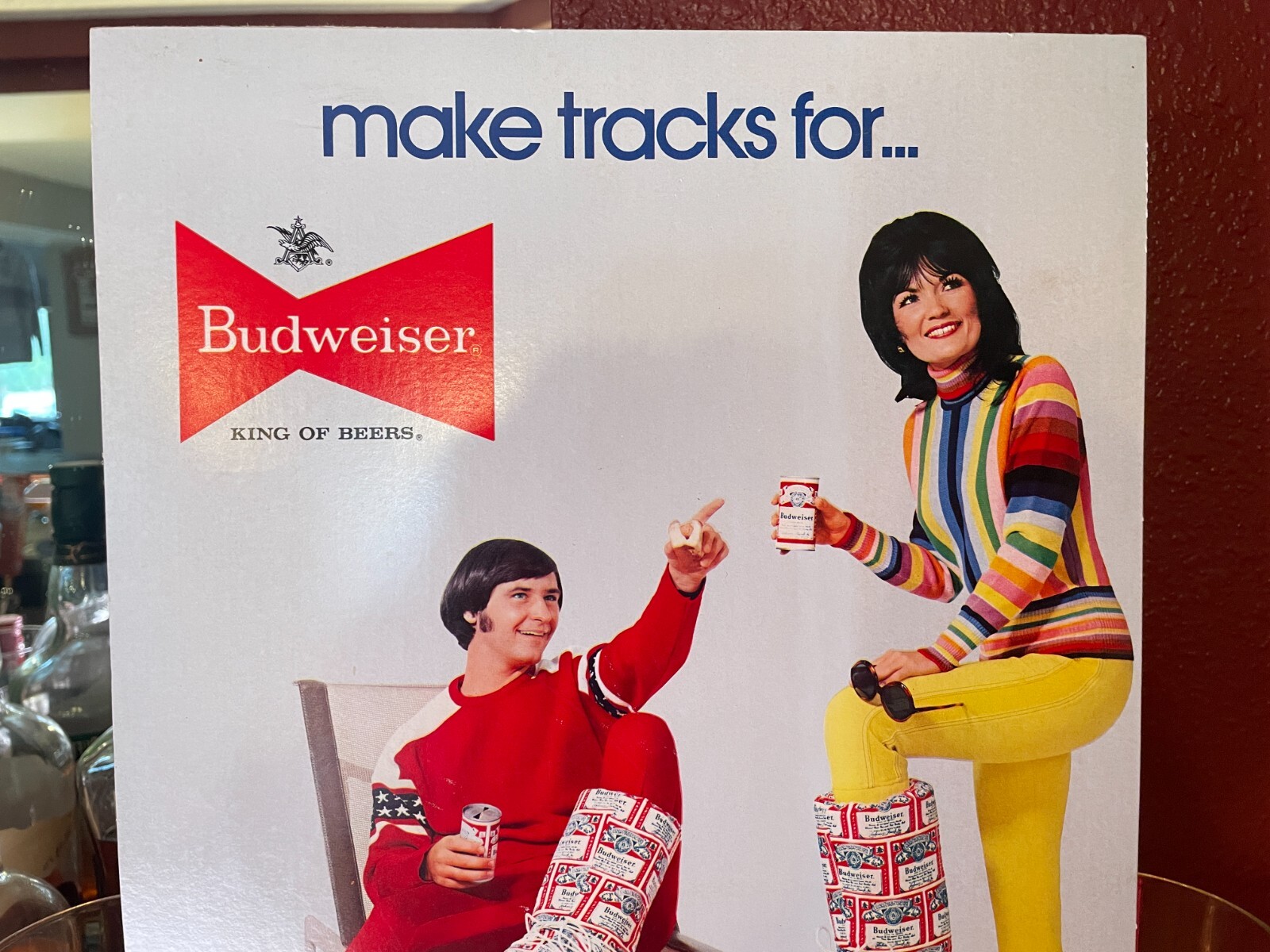 SKI COUPLE Retro Vintage Breweriana: Budweiser 1970s Winter Cardboard ...