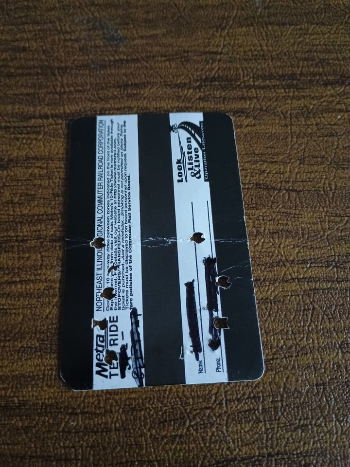 2004 Metra Rail Ten Ride Zone A To F FREE SHIP Insert Card Ticket | eBay