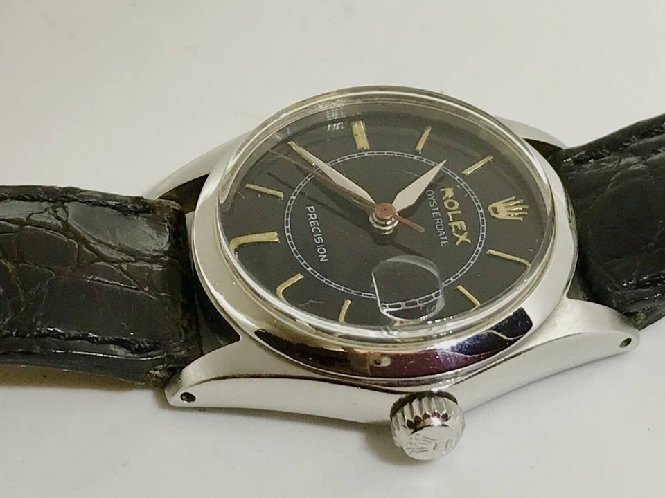 Vintage Rolex Oyster Date 6466 Leaf Hand Black Dial Overhauled | eBay