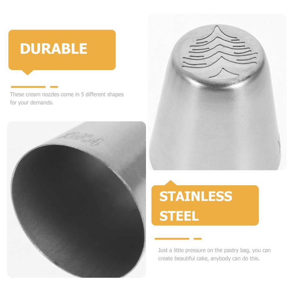 5 Pcs Pastry Nozzles Stainless Steel Cake Decoration Cream Squeeze ...