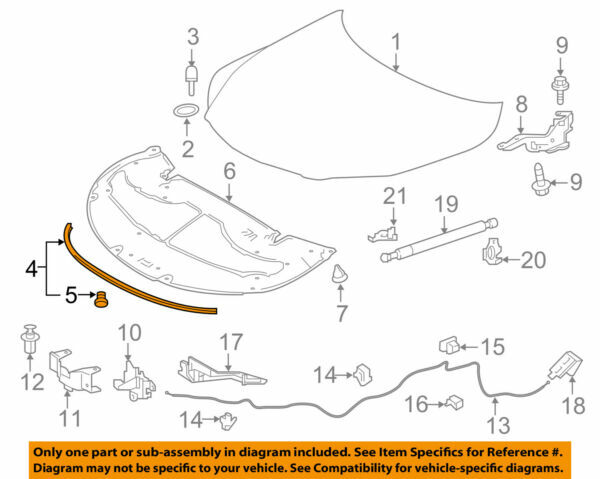 53381-48100 Toyota Seal, hood to radiator support 5338148100, New ...