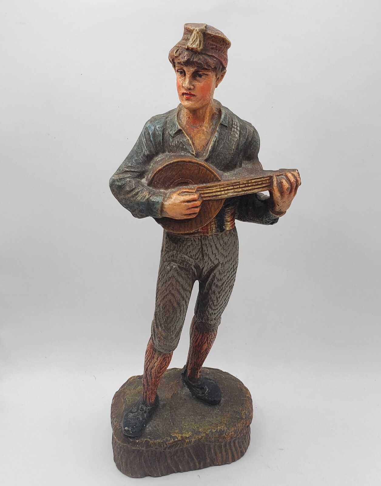 As Is Antique Man Playing Ukulele German Wood Like Statue Western Art ...