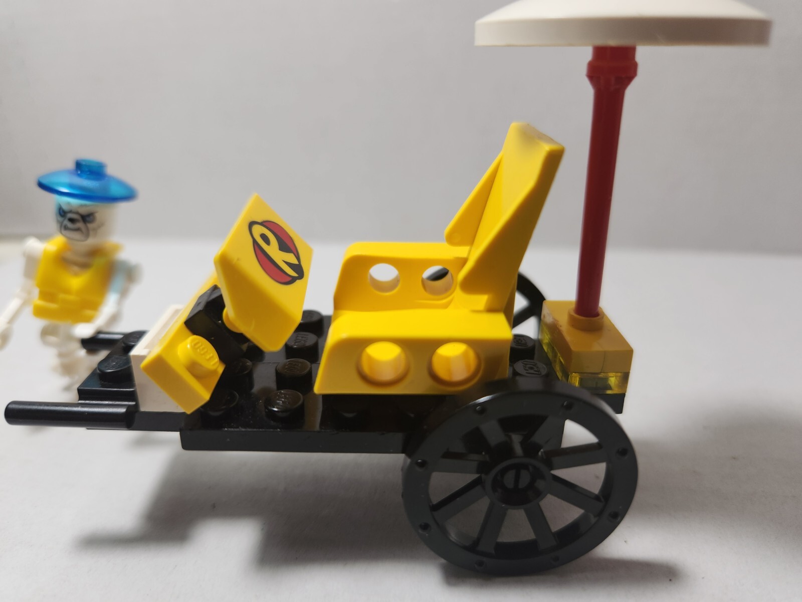 LOT of 17 LEGO pcs. Taxi Pull Cart with Parasol & Skeleton Driver | eBay