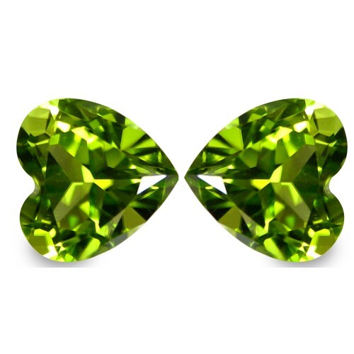 3.47Cts Deluxe 100% Natural Green Peridot Heart Shape 8mm Matching Pair ...
