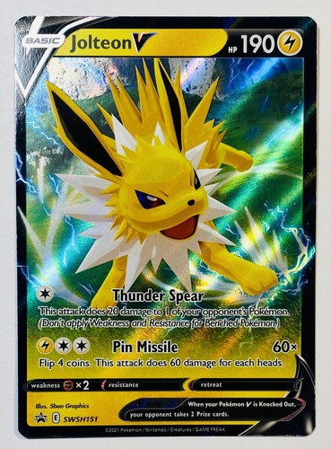 Jolteon V - SWSH151 Sword & Shield Black Star Promo Holo Ultra Rare ...