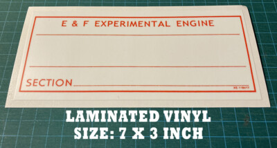 EXPERIMENTAL ENGINE VINYL DECAL STICKER FOR TRANS AM CARS -SCCA-BOSS ...
