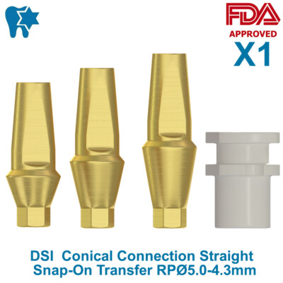 1x DSI Dental Fixture Snap On Transfer Adapter Head Conical Nobel RP Ø5 ...
