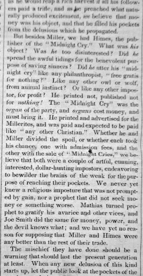 MILLERISM - FATHER MILLER'S APOLOGY -HIMES OF THE "MIDNIGHT CRY" 1845 ...