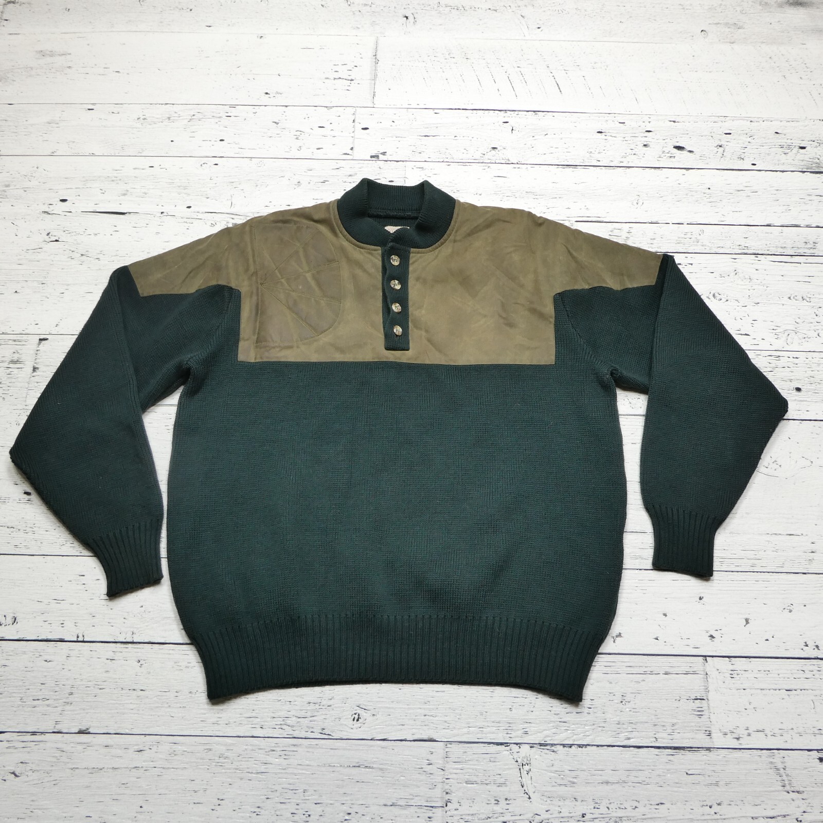 Vintage Filson Henley Guide Sweater Mens M Green Wool Wax Shoulders ...