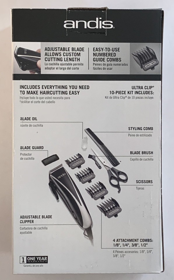 Andis Ultra Clip Clipper Home Haircutting Kit 10 Piece Kit Set Trimmer ...