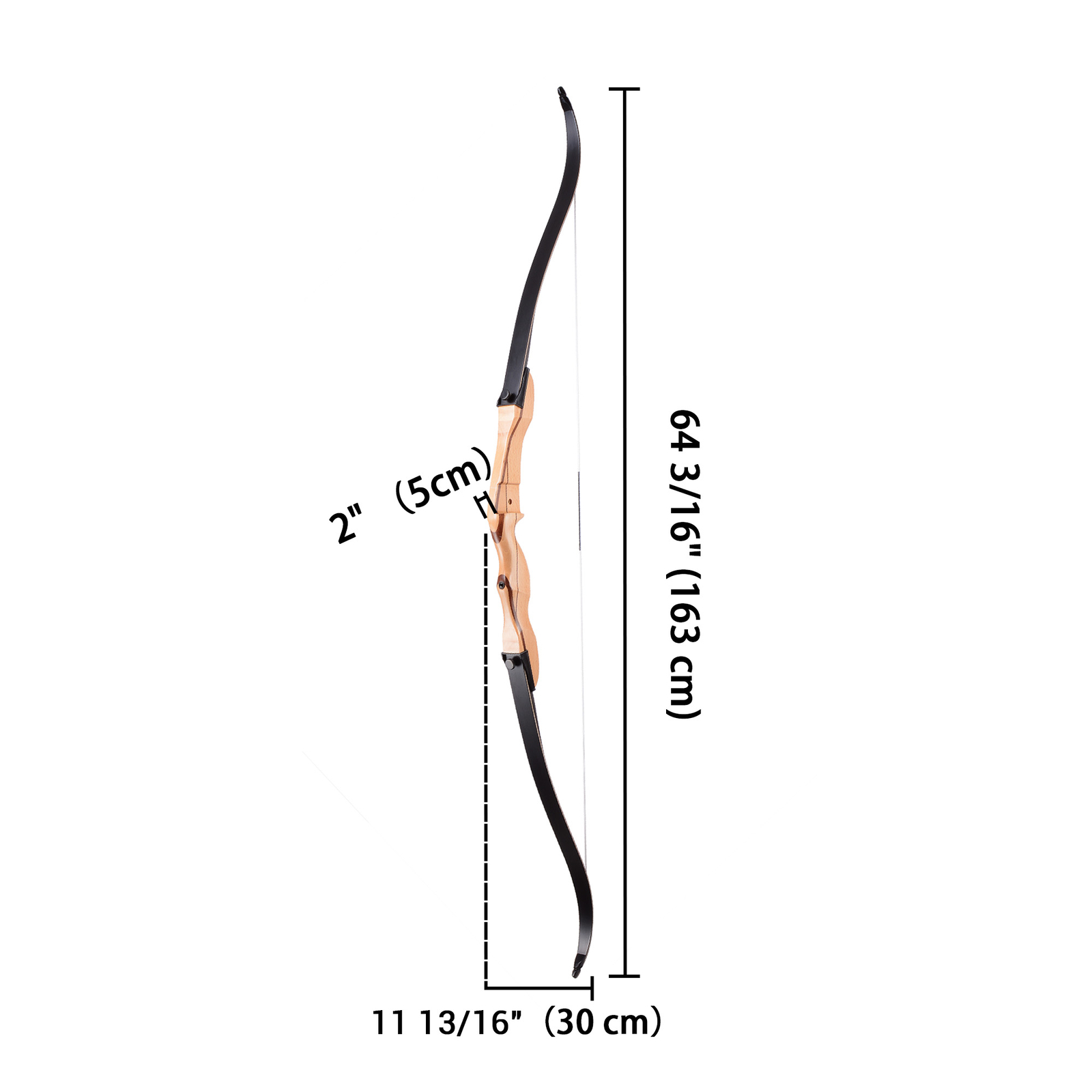 65" 30lbs Recurve Long Bow Draw Right Hand Traditional Archery Hunting ...