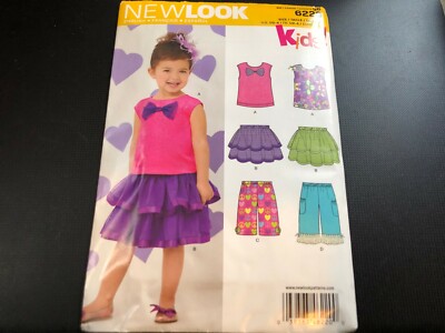 New Look KIDS! Pattern 6220 Toddler Girls Layer Skirt~Capri Pants~Top ...