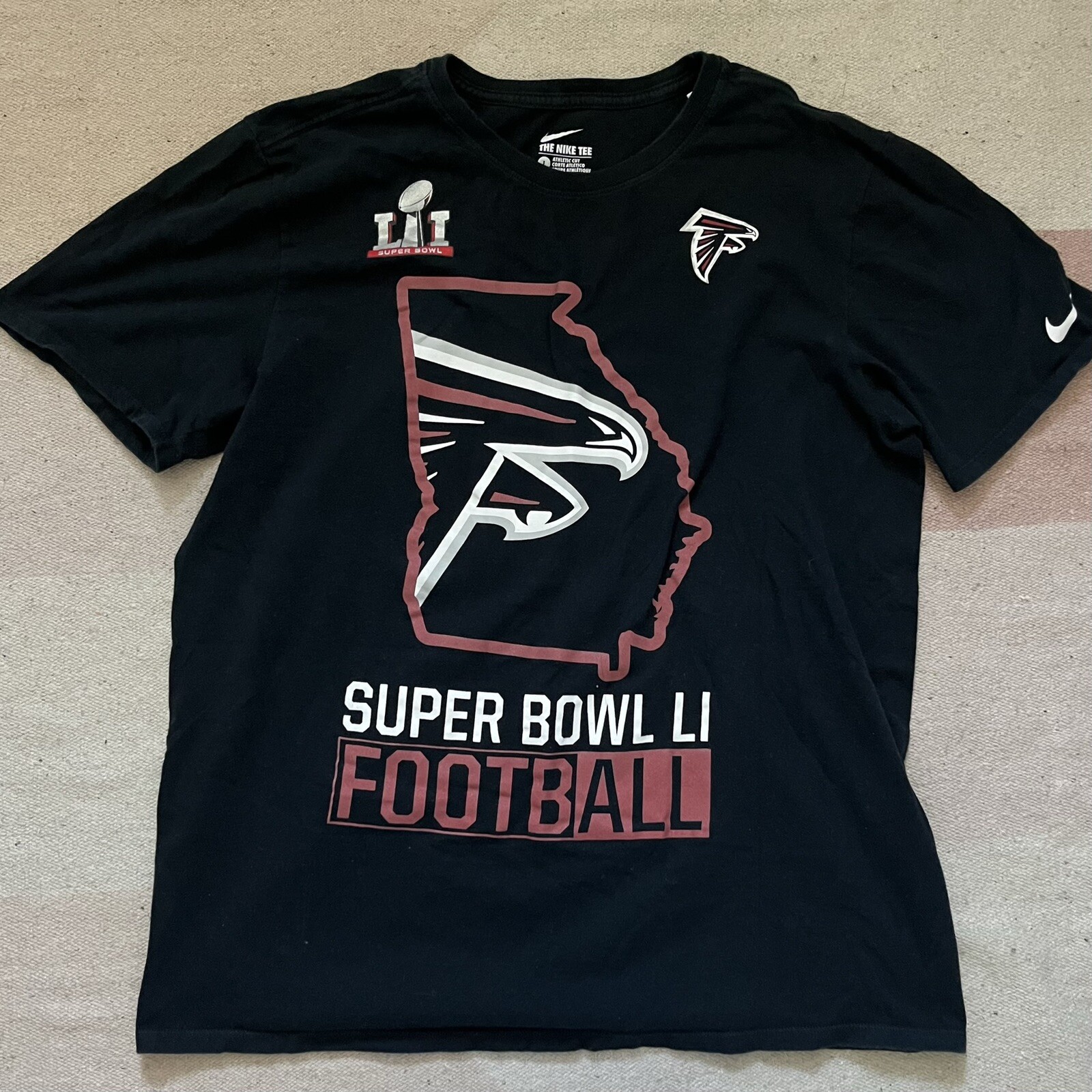 Nike Atlanta Falcons T Shirt Super Bowl LI 51 Black Athletic Cut Mens L ...