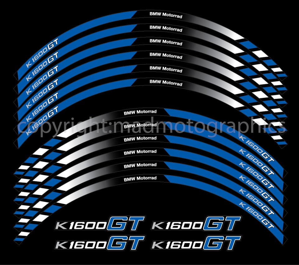 BMW Motorsport K1600GT motorcycle wheel decals rim stickers stripe ...