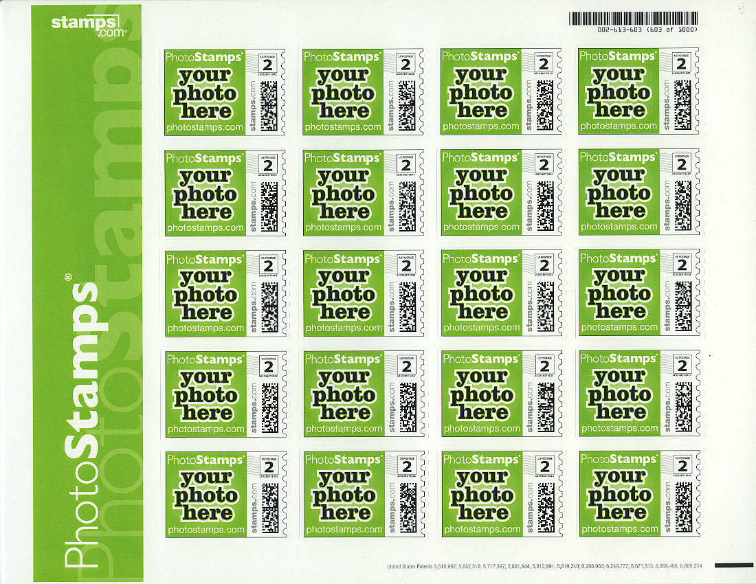 USA PHOTOSTAMPS STAMPS.COM 3CVP2 2¢ SHEET "your photo here" imperforate ...