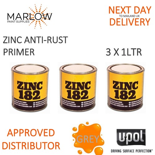 3 X U-POL - DAVIDS ISOPON ZINC 182 RUST INHIBITING GREY PRIMER Z182/1 ...