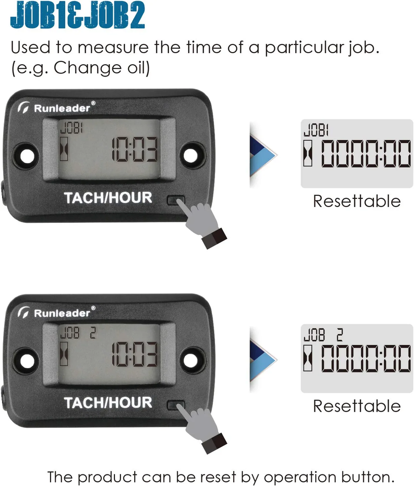 Rotating Shaft Hour Meter Tachometer RPM Maintenance Reminder Diesel ...