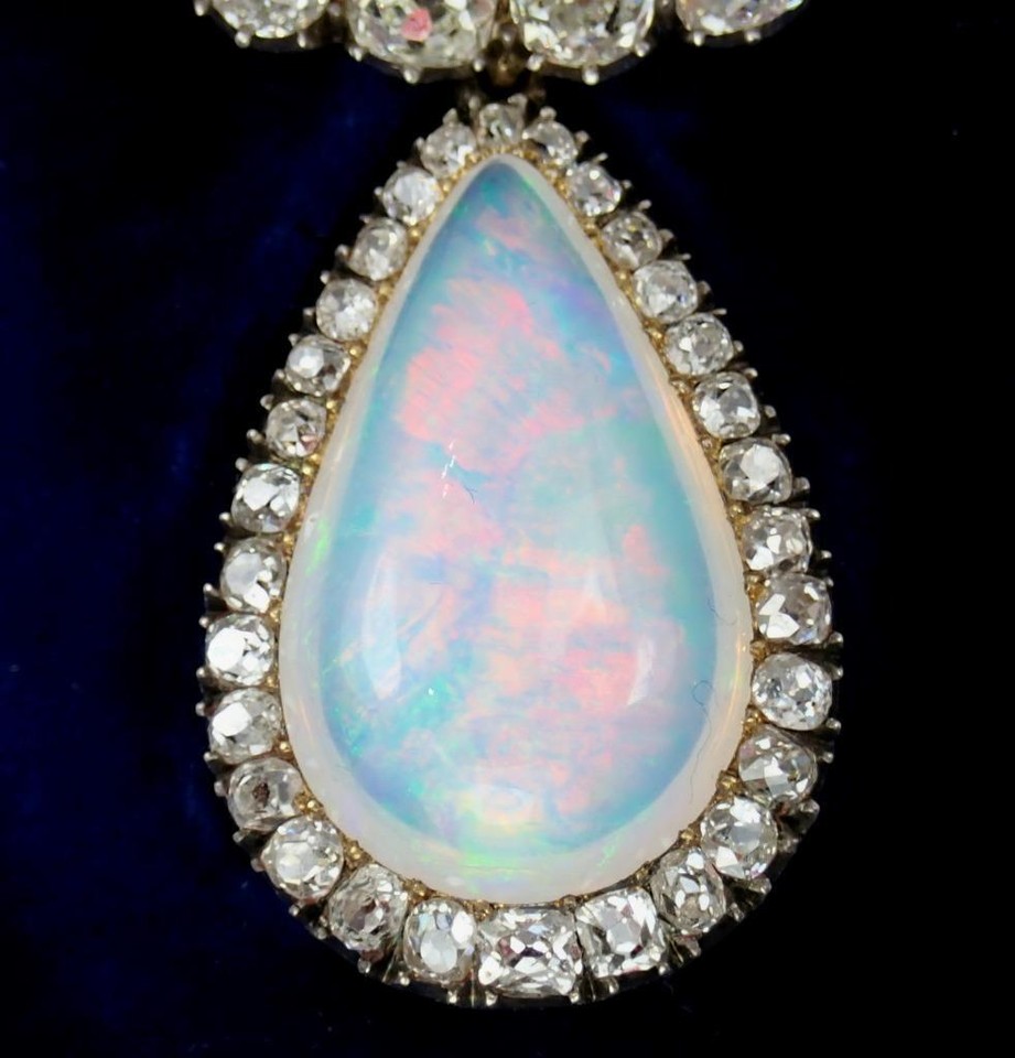 AMAZING Antique Victorian 18K Gold 27ct Opal Mine Cut Diamond Pendant ...