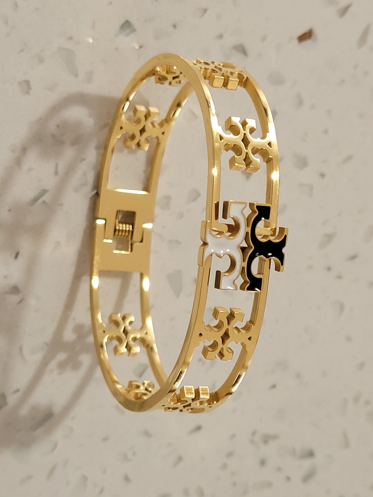 Tory Burch Women's Gold Tone logo Bangle/ Bracelet s… - Gem