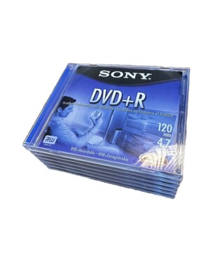 Sony DVD+R (6) Blank Discs Recordable Y2K DPR47L3 120 Minutes 4.7 GB/Go ...