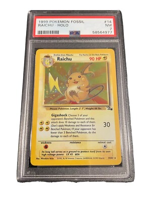 Pokémon TCG Raichu Fossil 14 Holo Unlimited Holo Rare PSA 7 | eBay