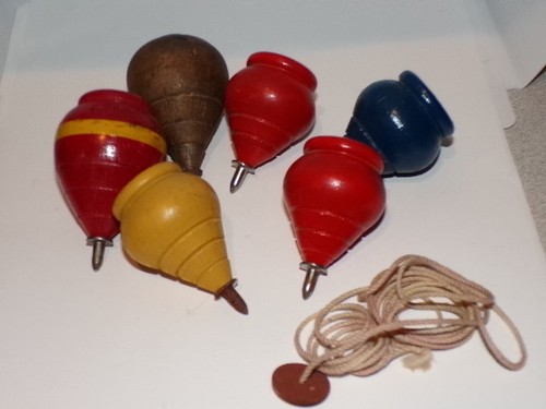 Vintage Wooden Spinning Toy Tops wt pull string Wood Toys | eBay