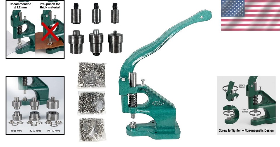 Hand Press Grommet Machine with 1500 Silver Grommets | eBay