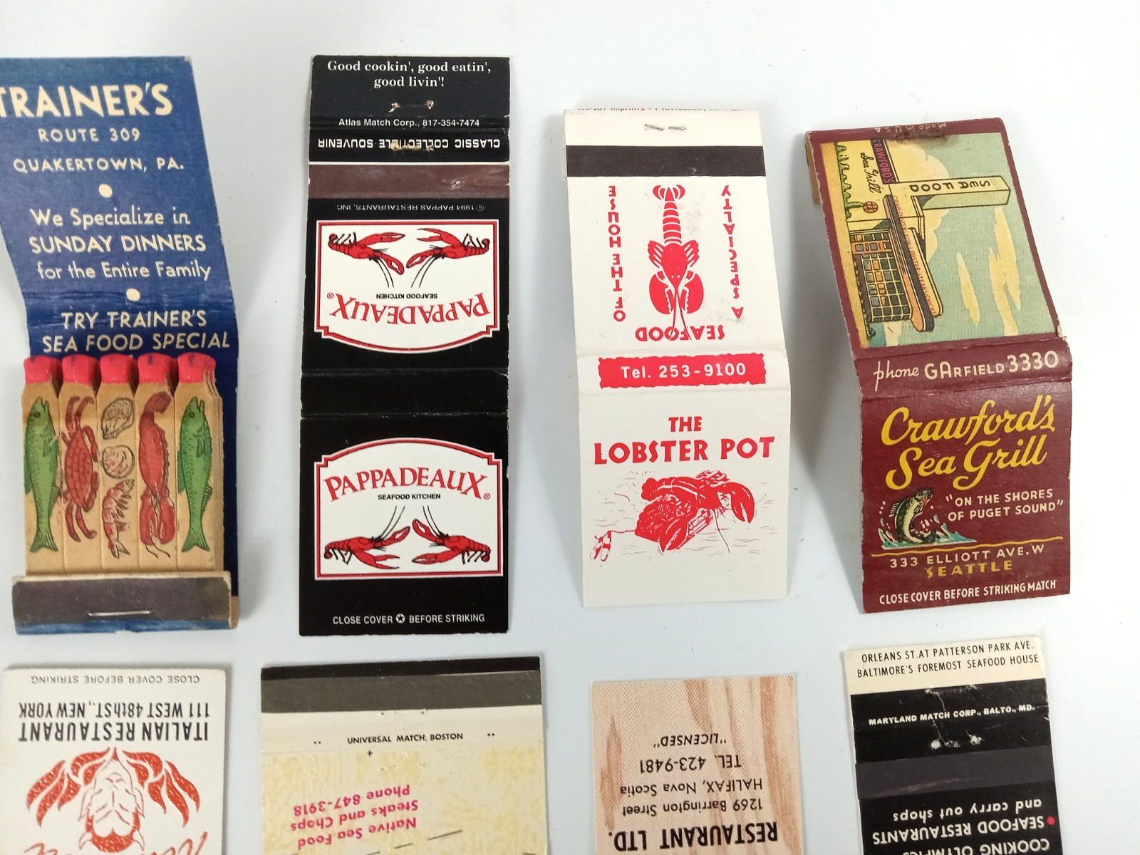 LOT OF 12 LOBSTER MATCHBOOK COVERS-FEATURE MATCHES & MATCHBOOKS FISH ...