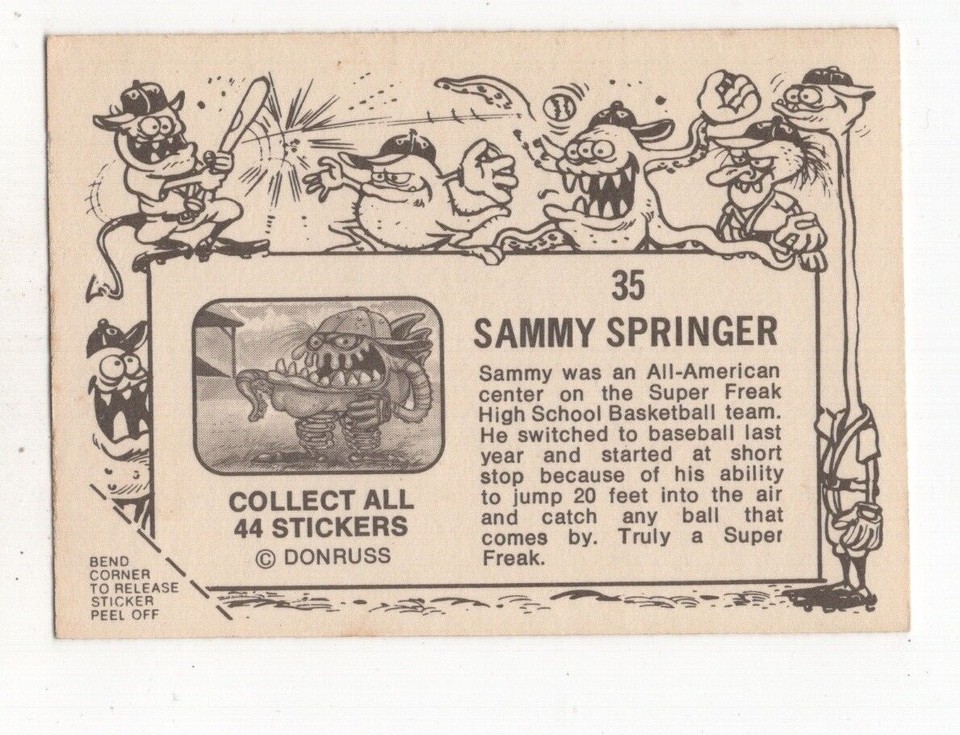 1973 DONRUSS BASEBALL SUPER FREAKS " SAMMY SPRINGER " #35 | eBay