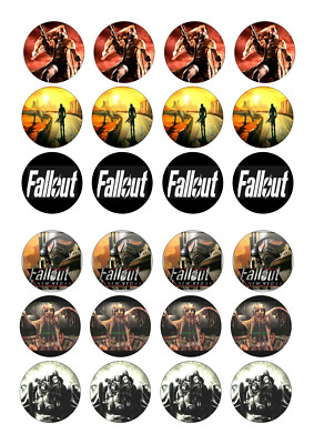 24 FALLOUT COMPUTER GAME BIRTHDAY CUPCAKE WAFER RICE EDIBLE TOPPERS ...