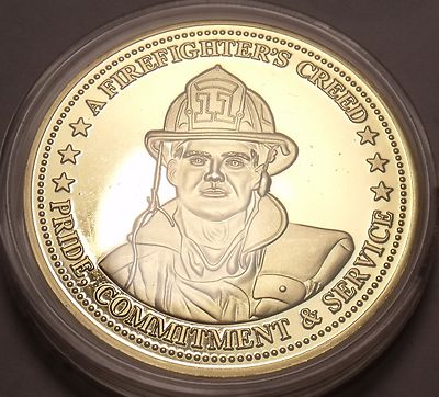 Huge Proof 24k Gold Plated Firefighters Creed Medallion~Pride, Service ...