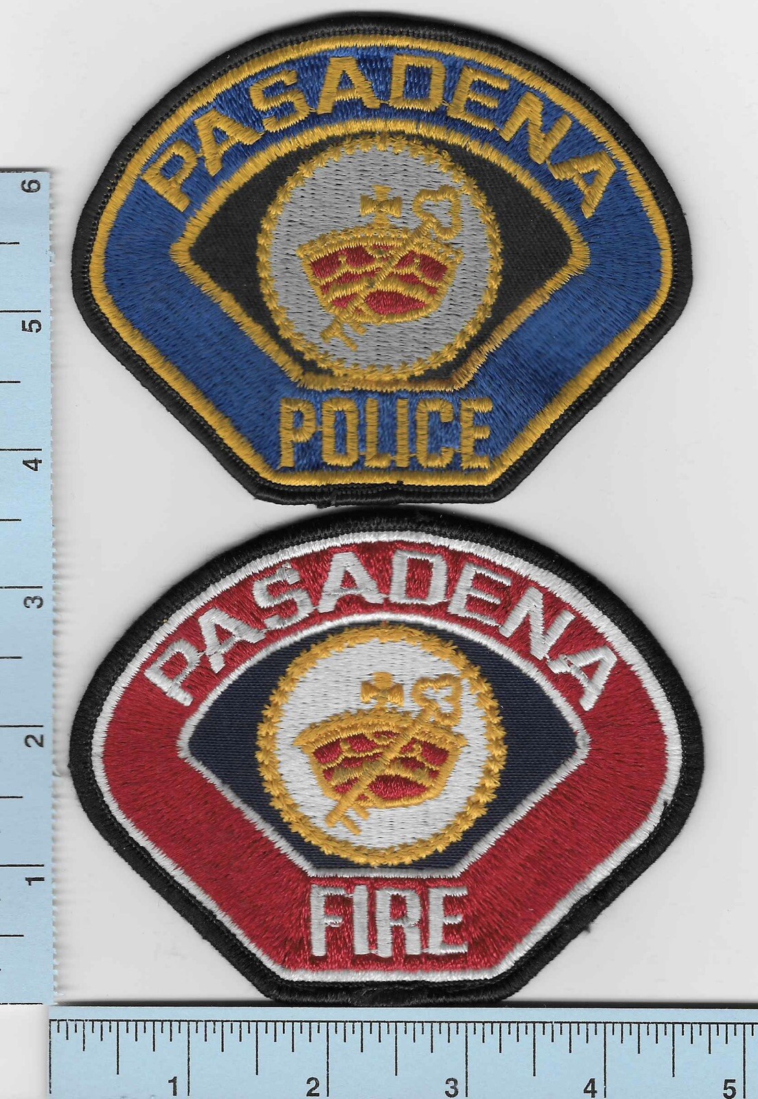 Pasadena California Police & Fire Dept Shoulder Patches Vintage Uniform ...