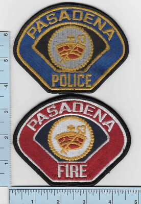 Pasadena California Police & Fire Dept Shoulder Patches Vintage Uniform ...