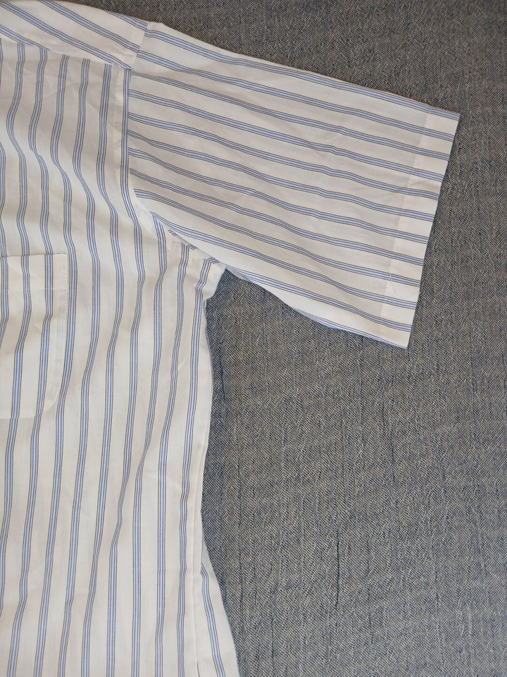 Vintage Towncraft Men’s Dress Shirt Broadcloth Striped White Blue WF ...