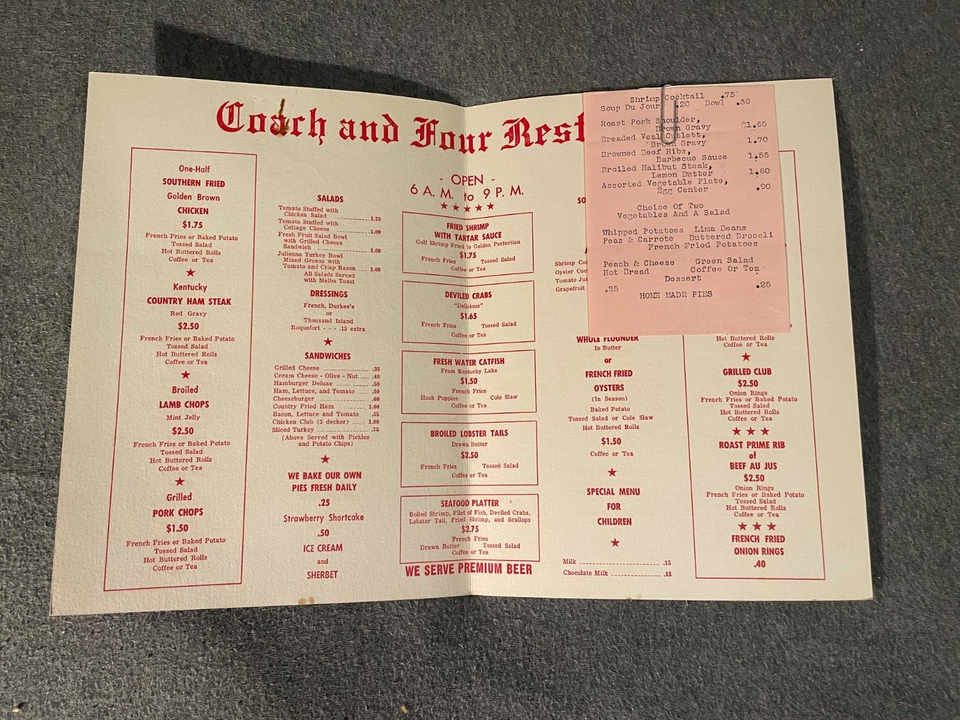 Coach and Four Restaurant Menu Hopkinville Kentucky KY Chesmotel Lodge ...