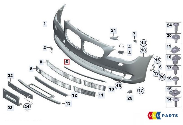 BMW 7 Series F02 11-15 Front Bumper Trim Bar Right Side 51117197292 for ...